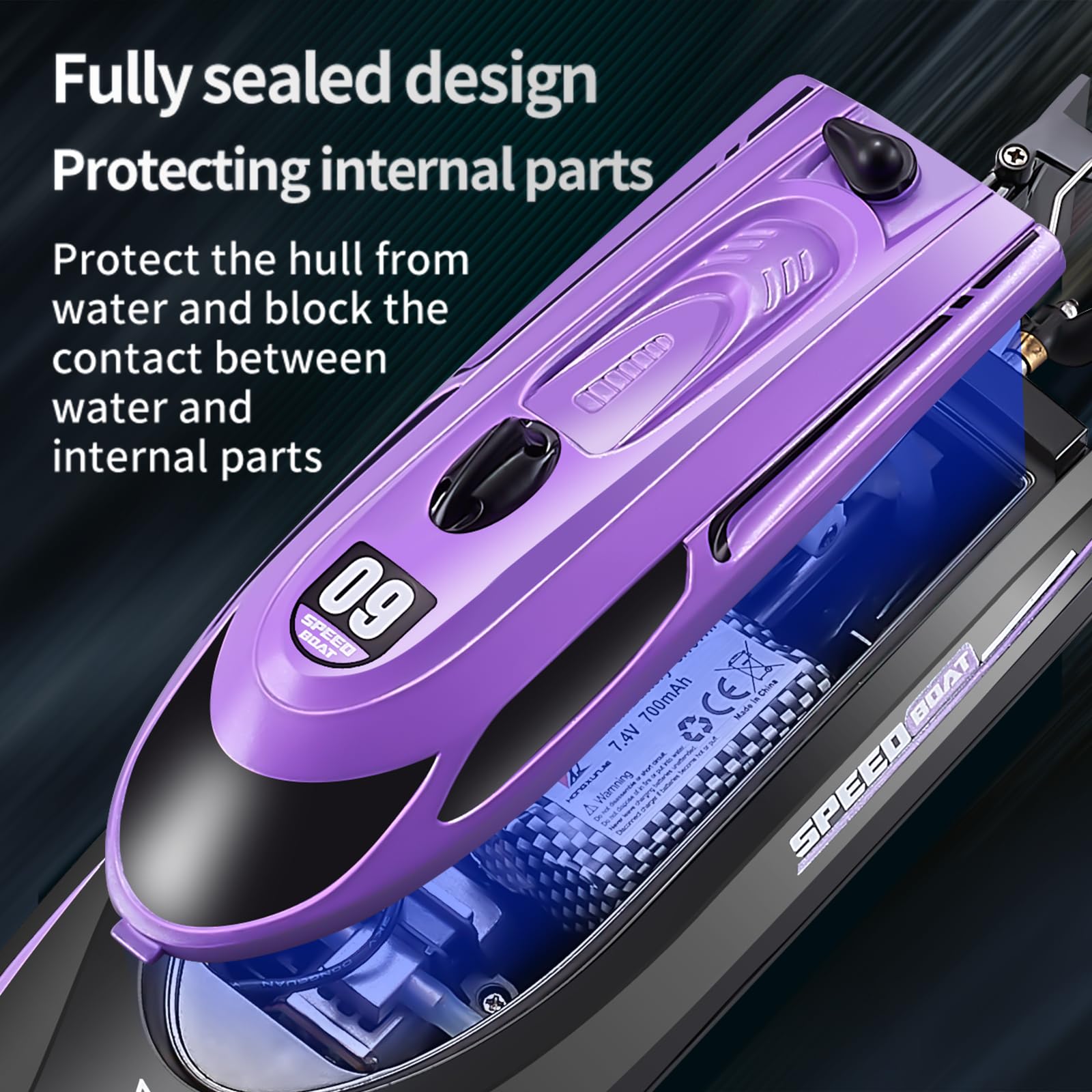 RC Boat with 2 Rechargeable Battery, 20+ MPH Fast Remote Control Boat for Pools and Lakes, 2.4G RC Boats Pool Toys for Adults and Kid (812-Orange)