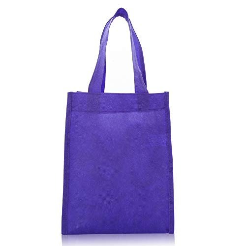 DALIX 10" Mini Shopping Totes Small Resuseable Bags for Women and Children in Purple-10 PACK
