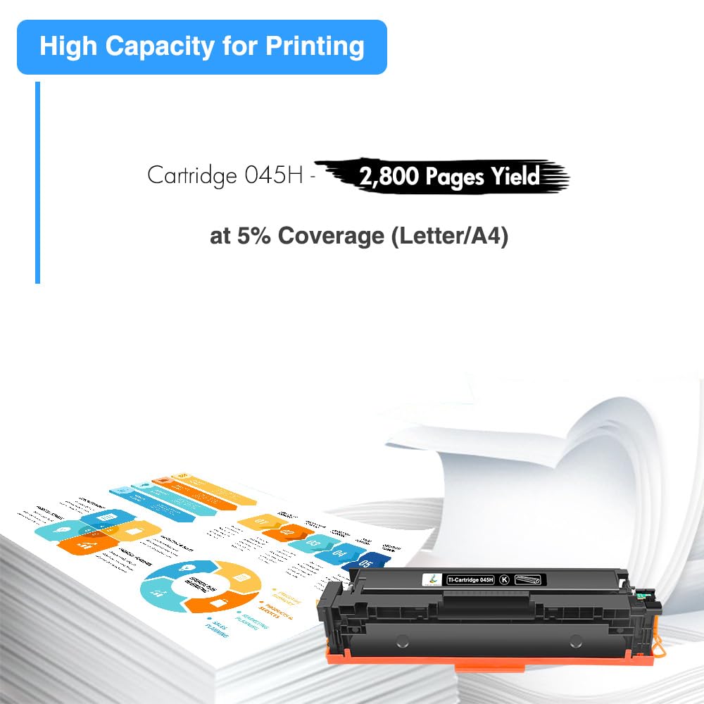 TRUE IMAGE Compatible Toner Cartridge Replacement for Canon 045 045H CRG-045H MF634 Color ImageCLASS MF634Cdw MF632Cdw LBP612Cdw MF632 Printer Ink (Black, 1-Pack)
