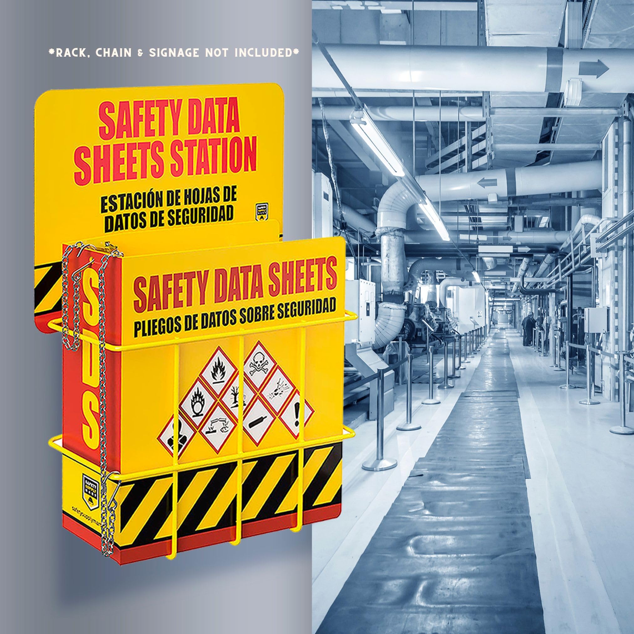 SDS Binder, Heavy Duty 3 Ring Binder 3 Inch, English Spanish Bilingual, 600 Safety Data Sheets Capacity