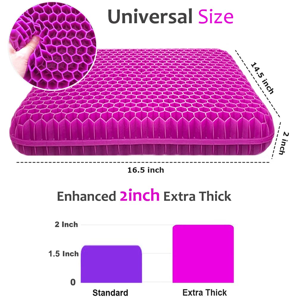 Extra Thick Gel Seat Cushion, Office Seat Cushion for Long Sitting Breathable Egg Gel Cushion for Office Home Chairs, Cars, Long Trips – Back, Sciatica, Hip, Tailbone Pain Relief Cushion (Voilet)