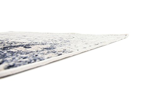 Unique Loom Chateau Collection High-Low Pile, Vintage, Traditional, Distressed, Medallion Area Rug (4' 0 x 6' 0 Rectangular, Beige/Navy Blue)