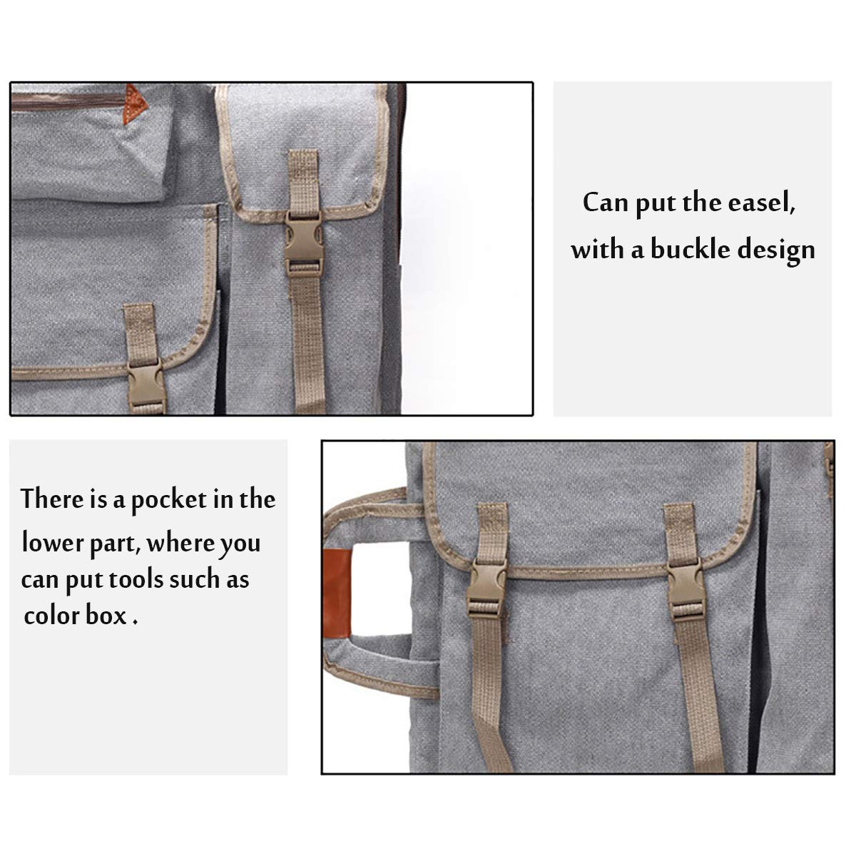 kucy 4K Artist Portfolio Drawing Board Bag Dual Use Backpack Case Tote Bag Shoulder Bag with Zipper for Artist Painter(Grey)
