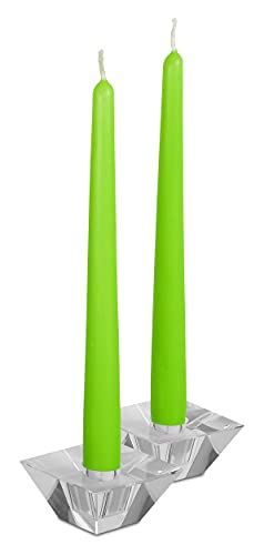 12 Pack Tall Taper Candles - 12 Inch Lime Dripless, Unscented Dinner Candle - Paraffin Wax with Cotton Wicks - 10 Hour Burn Time