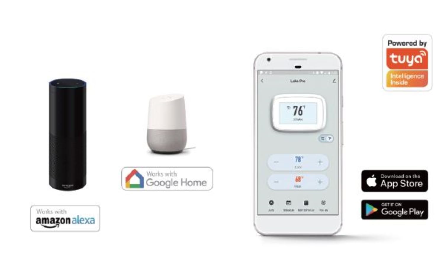 Lakepro-1 Programmable Thermostat for Home - Wi-Fi Enabled with Alexa Compatibility - Control Temperature and Remote Monitoring with Phone App (Requires a C Wire)