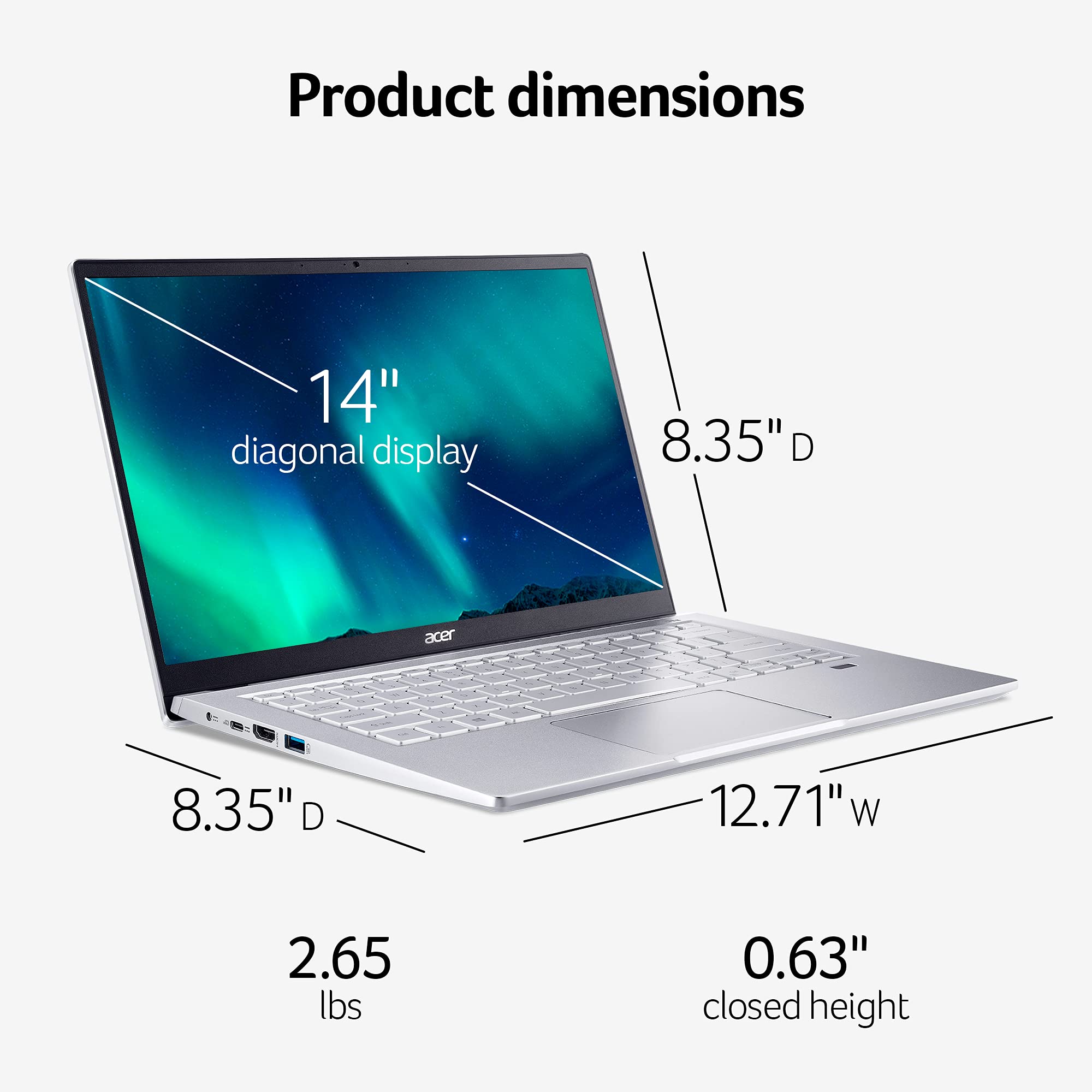Acer Swift 3 Thin & Light Laptop | 14" Full HD IPS 100% sRGB Display | AMD Ryzen 7 5700U Octa-Core Processor | 8GB LPDDR4X | 512GB NVMe SSD | WiFi 6 | Backlit KB | FPR | Amazon Alexa | SF314-43-R2YY