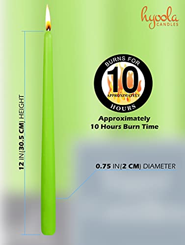 12 Pack Tall Taper Candles - 12 Inch Lime Dripless, Unscented Dinner Candle - Paraffin Wax with Cotton Wicks - 10 Hour Burn Time