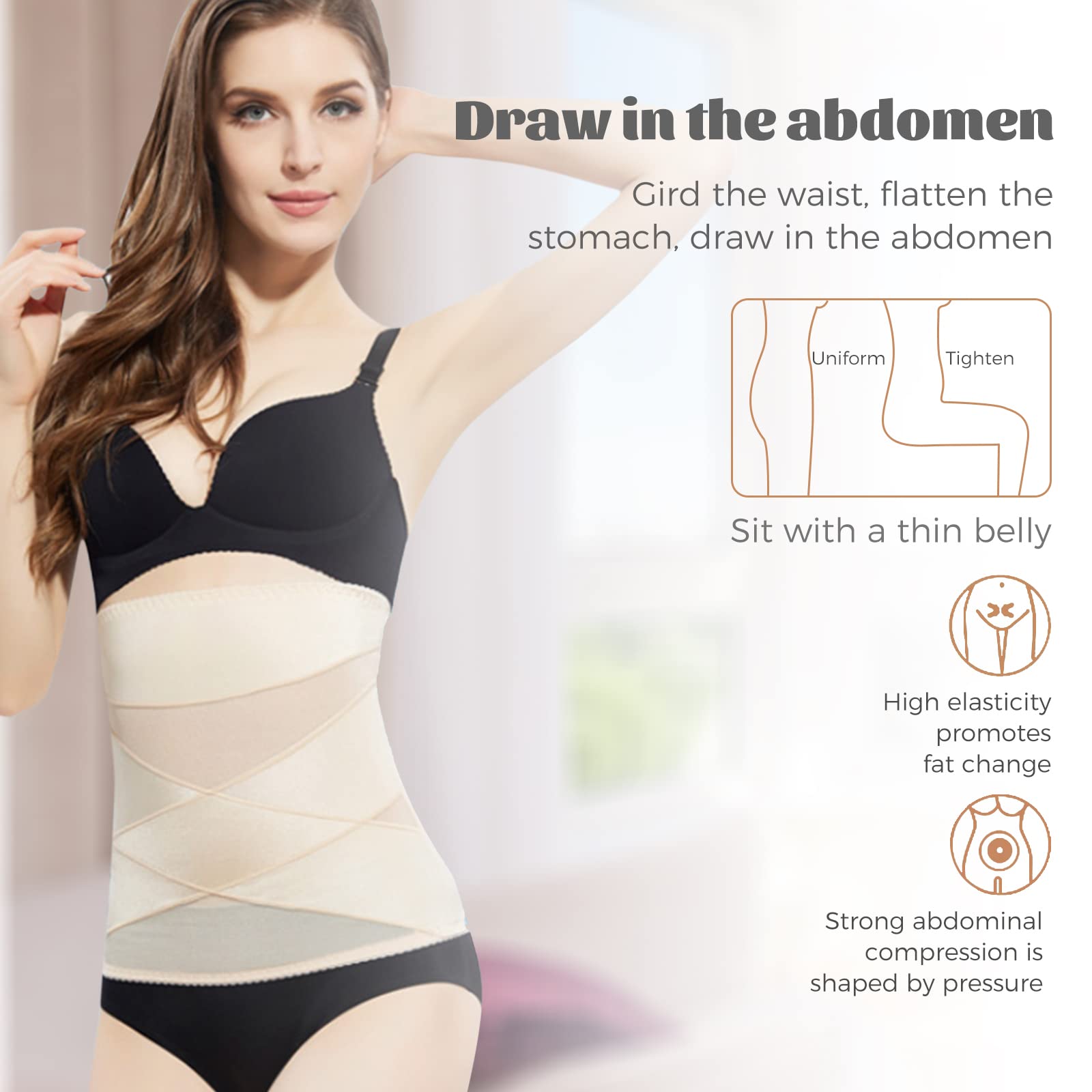 Abdominal Binder, 2Pack Thin Postpartum Belly, Body-Building Waist Band, Women,s Tummy Non-Curling (XXXL, Black)