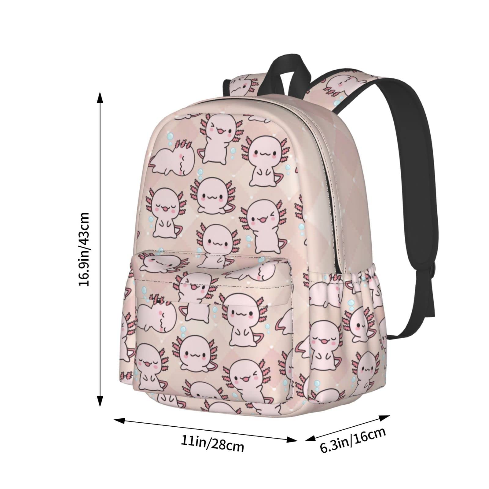 Axolotl Pattern Backpack Lightweight For Teens Boys Girls Backpacks Bookbags Daypack