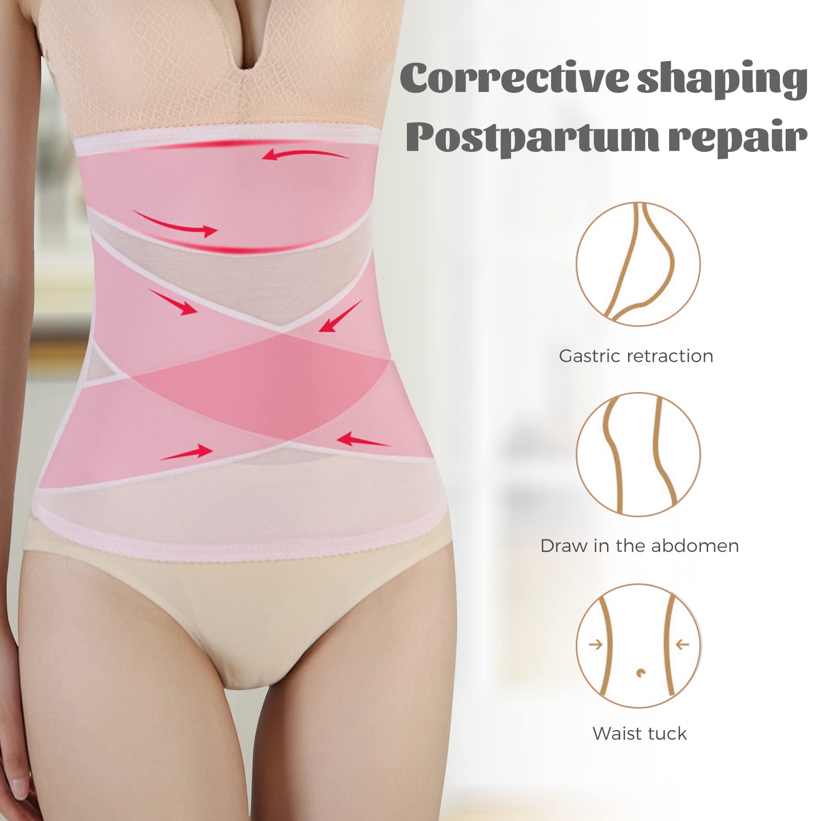 Abdominal Binder, 2Pack Thin Postpartum Belly, Body-Building Waist Band, Women,s Tummy Non-Curling (XXXL, Black)