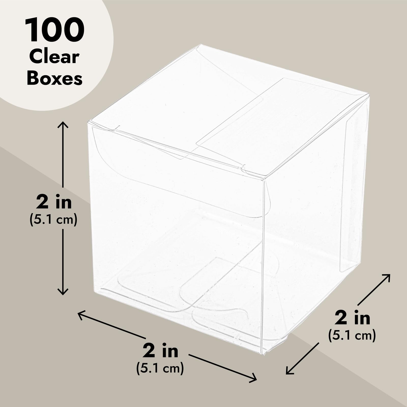Juvale 100 Pack 2x2x2 Clear Plastic Favor Boxes Bulk for Small Wedding Party Gift Treats