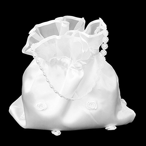 LEORX Wedding Bride Handbag, Rose Satin Money Bag Bridal Satin Dolly Bag Handbag