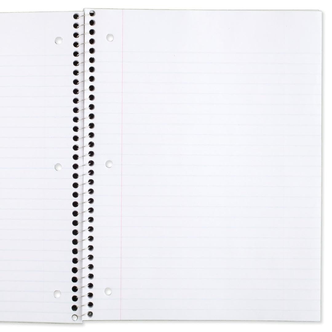 Mead Spiral Notebooks, 6 Pack, 1-Subject, Wide Ruled Paper, 10-1/2" x 8", 70 Sheets per Notebook, Assorted Colors (73063)