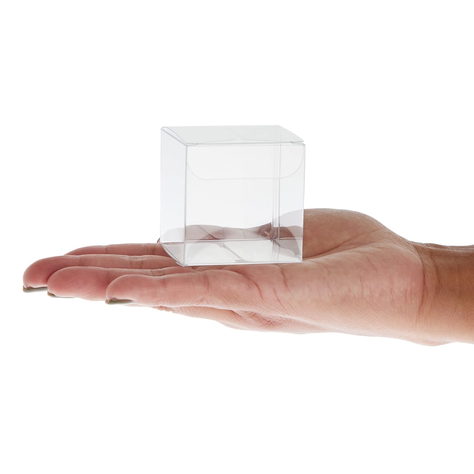 Juvale 100 Pack 2x2x2 Clear Plastic Favor Boxes Bulk for Small Wedding Party Gift Treats