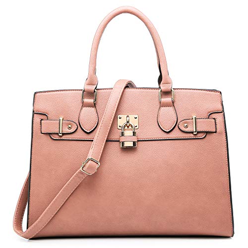 Women Purses and Handbags Ladies Large Tote Shoulder Bags Top handle Satchel with Pouch 2pcs (Pink)