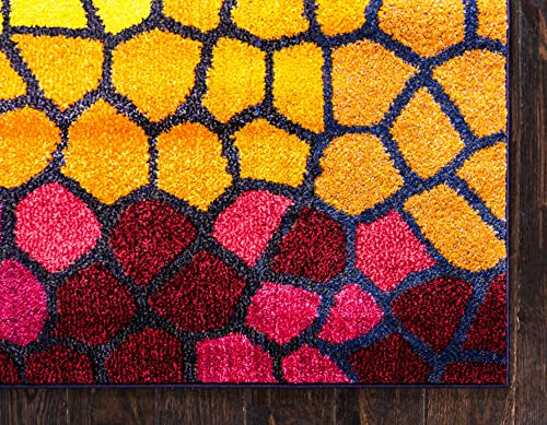 Unique Loom Estrella Collection Geometric, Abstract, Colorful, Modern, Mosaic Area Rug, 7 x 10 ft, Multi/Blue