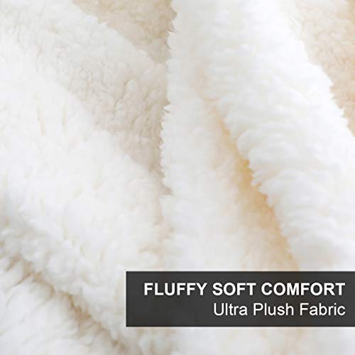 HOMEIDEAS Sherpa Blanket Queen/Full Size Extra Soft Fleece Blankets for All Season Fuzzy Warm for Bed Couch 90 x 90 Inches,Light Grey