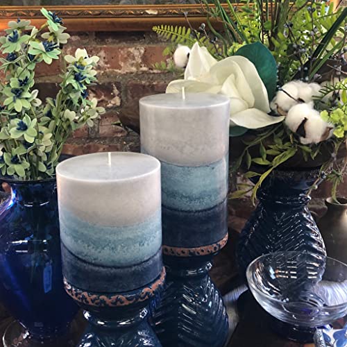 Wicks N More Indigo Mist Handmade Pillar Candles (3x6)