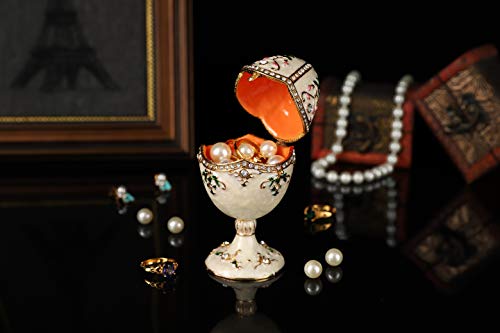 QIFU-Hand Painted Enameled Faberge Egg Style Decorative Hinged Jewelry Trinket Box Unique Gift For Home Decor …