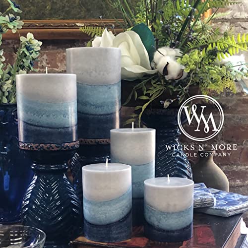 Wicks N More Indigo Mist Handmade Pillar Candles (3x6)