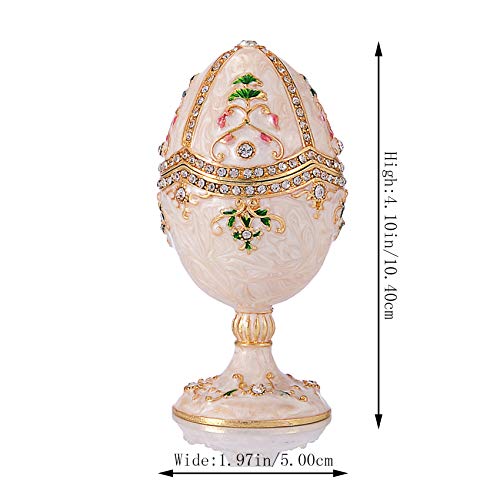 QIFU-Hand Painted Enameled Faberge Egg Style Decorative Hinged Jewelry Trinket Box Unique Gift For Home Decor …
