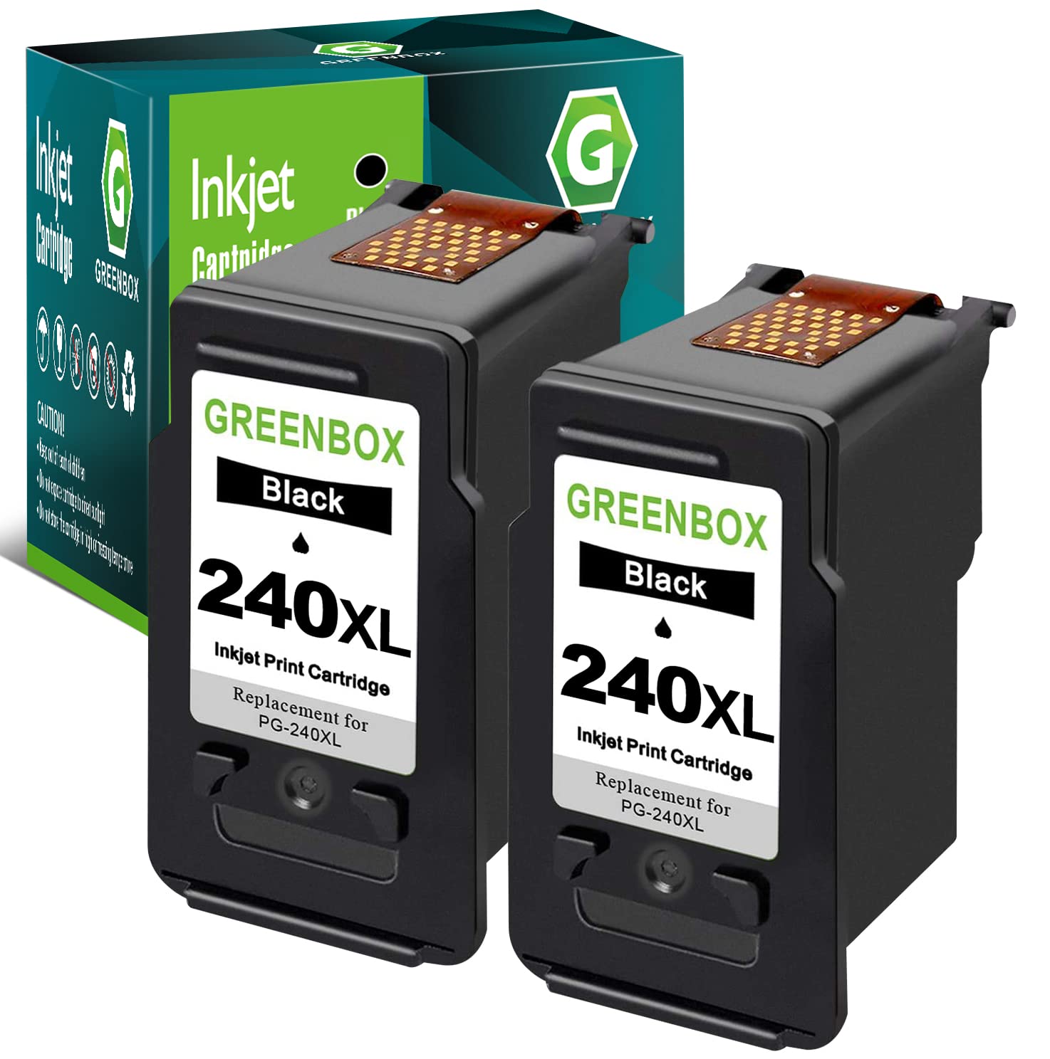 GREENBOX Remanufactured High Yield PG-240 XL Black Ink Cartridge Replacement for Canon 240XL PG240 for Pixma MG3600 MG3620 MG3220 MG3520 MG3522 MX432 MX472 MX512 MX532 TS5120 Printer (2 Pack)