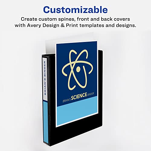 Avery Heavy-Duty Nonstick View 3 Ring Binder, 1/2 inch Slant Rings, 135-Sheet Capacity, Black (05233)