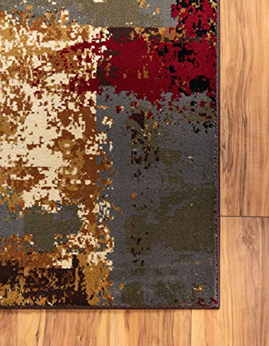 Unique Loom Barista Collection Modern, Abstract, Urban, Geometric, Distressed, Rustic, Warm Colors Area Rug, 10 ft x 14 ft, Multi/Beige