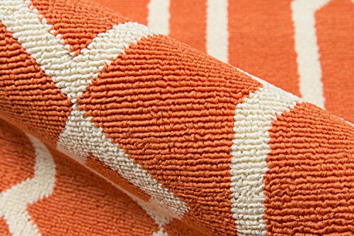 Momeni Rugs , Baja Collection Contemporary Indoor & Outdoor Area Rug, Easy to Clean, UV protected & Fade Resistant, 5'3" x 7'6", Orange