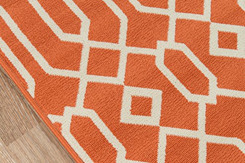 Momeni Rugs , Baja Collection Contemporary Indoor & Outdoor Area Rug, Easy to Clean, UV protected & Fade Resistant, 5'3" x 7'6", Orange