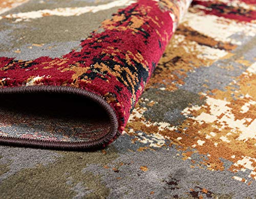 Unique Loom Barista Collection Modern, Abstract, Urban, Geometric, Distressed, Rustic, Warm Colors Area Rug, 10 ft x 14 ft, Multi/Beige