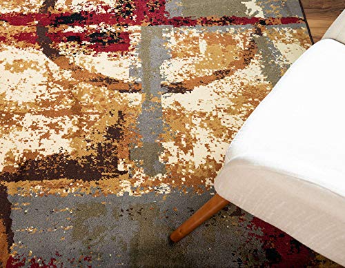 Unique Loom Barista Collection Modern, Abstract, Urban, Geometric, Distressed, Rustic, Warm Colors Area Rug, 10 ft x 14 ft, Multi/Beige
