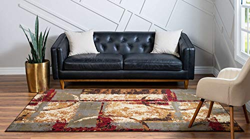 Unique Loom Barista Collection Modern, Abstract, Urban, Geometric, Distressed, Rustic, Warm Colors Area Rug, 10 ft x 14 ft, Multi/Beige