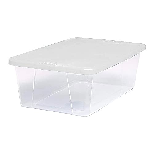 Homz 6 Quart Plastic Multipurpose Stackable Storage Container Bins with Secure Latching Lid for Home and Office Organization, Clear (10 Pack)