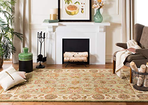 SAFAVIEH Heritage Collection 9'6" x 13'6" Green / Gold HG343A Handmade Traditional Oriental Premium Wool Area Rug
