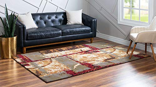 Unique Loom Barista Collection Modern, Abstract, Urban, Geometric, Distressed, Rustic, Warm Colors Area Rug, 10 ft x 14 ft, Multi/Beige