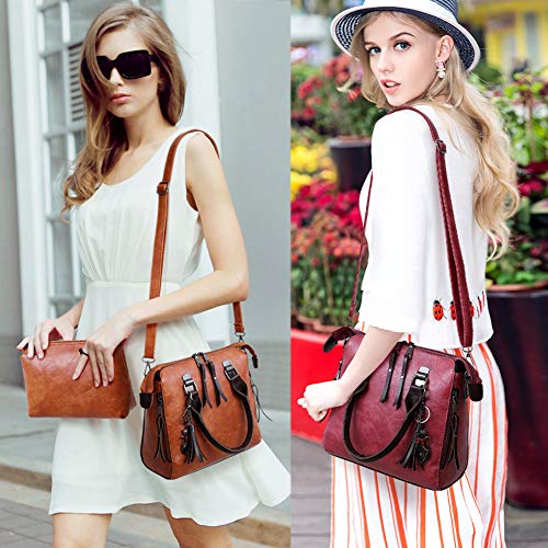 SegaterĀ® Women Fashion Handbag+Shoulder Bag+Purse+Card Purse Faux Leather Tote 4 Pieces