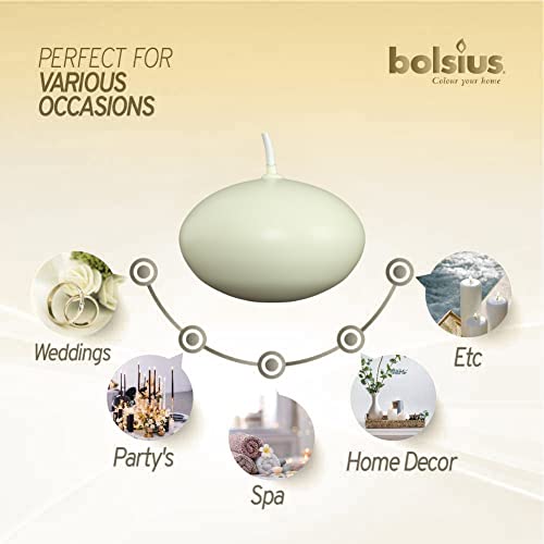 BOLSIUS Unscented 1.75" Floating Candles - Pure Rich Creamy Ivory, 40 Set - Smokeless, European Quality - Imbue Breathtaking Ambiance for Romantic Wedding Centerpieces, Decorations, Holiday Parties