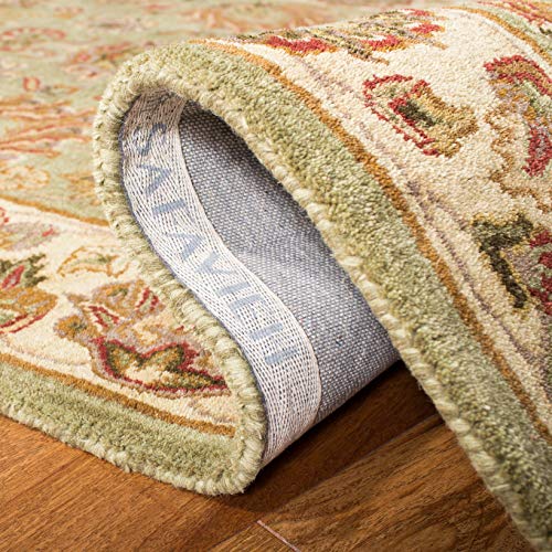 SAFAVIEH Heritage Collection 9'6" x 13'6" Green / Gold HG343A Handmade Traditional Oriental Premium Wool Area Rug