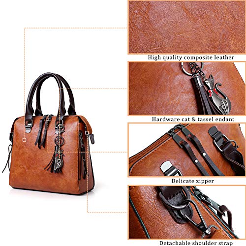 SegaterĀ® Women Fashion Handbag+Shoulder Bag+Purse+Card Purse Faux Leather Tote 4 Pieces