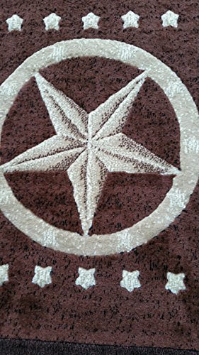 Texas Star Door Mat Area Rug Dark Brown Carpet King Americana Design #5457 (2ft.x3ft.)