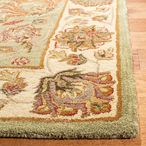 SAFAVIEH Heritage Collection 9'6" x 13'6" Green / Gold HG343A Handmade Traditional Oriental Premium Wool Area Rug