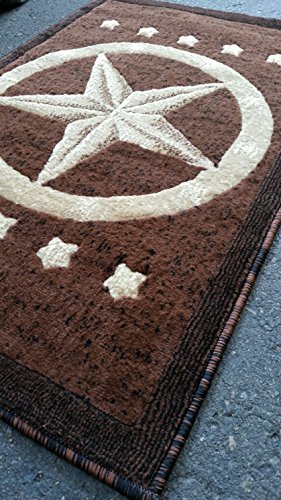 Texas Star Door Mat Area Rug Dark Brown Carpet King Americana Design #5457 (2ft.x3ft.)