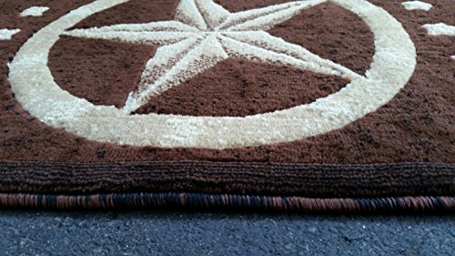 Texas Star Door Mat Area Rug Dark Brown Carpet King Americana Design #5457 (2ft.x3ft.)