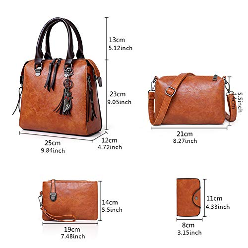 SegaterĀ® Women Fashion Handbag+Shoulder Bag+Purse+Card Purse Faux Leather Tote 4 Pieces