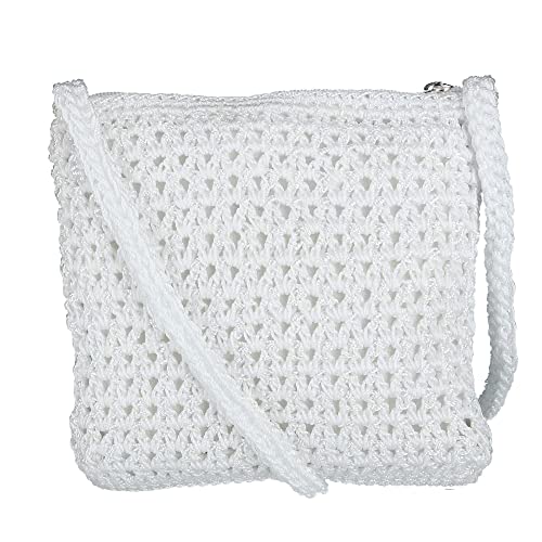 CTM® Women's Crochet Crossbody Handbag, White