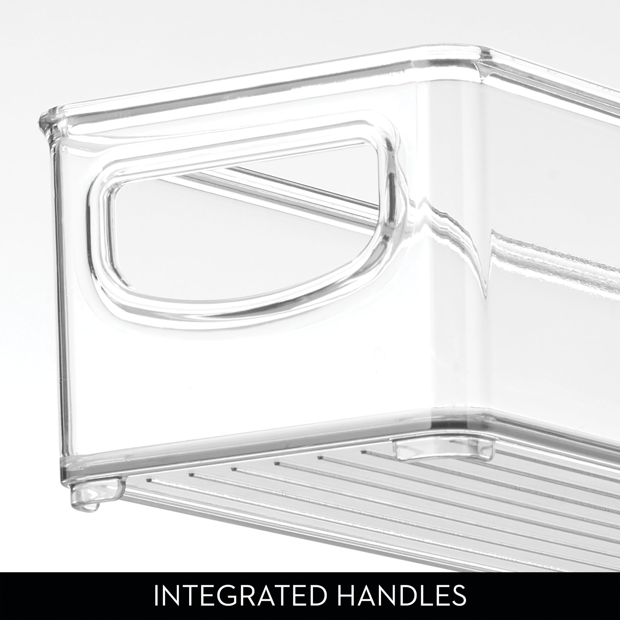 iDesign Fridge Plastic Storage Organizer Bin with Handles, Clear Container for Food, Drinks, Produce, Pantry Organization, 16" x 4" x 3", Clear