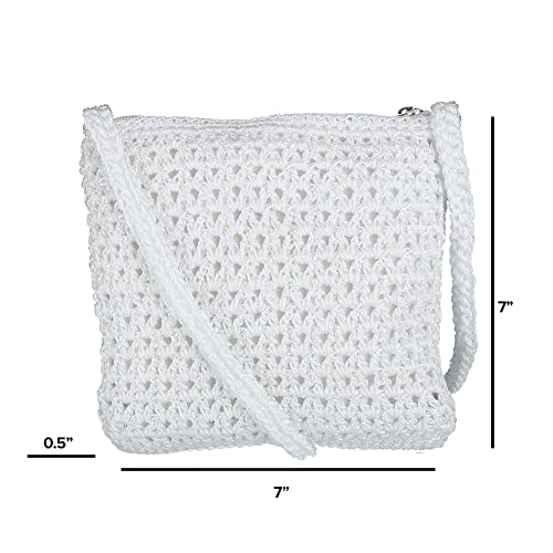 CTM® Women's Crochet Crossbody Handbag, White