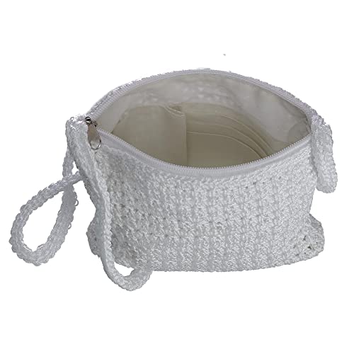 CTM® Women's Crochet Crossbody Handbag, White