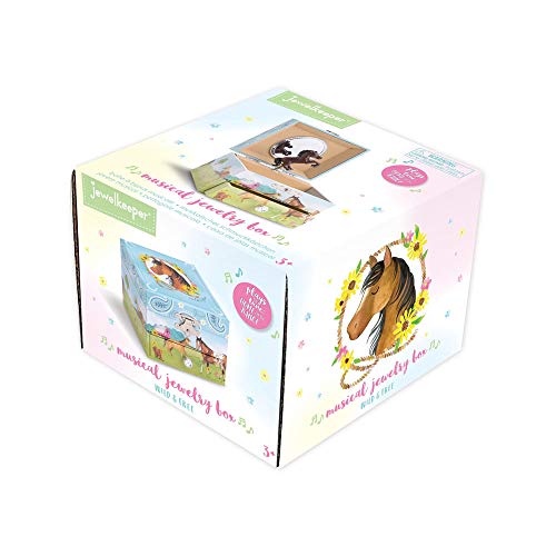 Jewelkeeper Girl's Musical Jewelry Storage Box Pullout Drawer, Horse and Barn Design, Home on the Range Tune